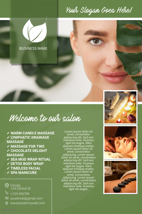 Brown And Green Leaf Spa Salon Massage Flyer Template Postermywall