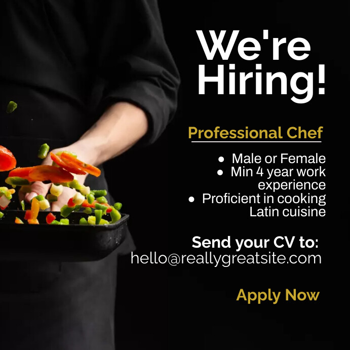 Chef Kitchen Hiring Template Postermywall