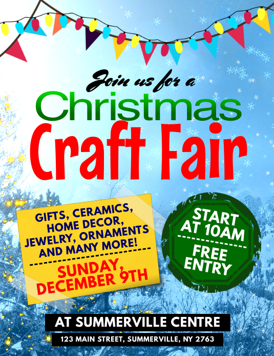 Christmas Craft Fair Flyer Template Postermywall