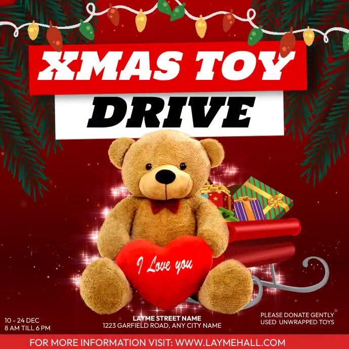 Christmas Toy Drive Video Ads Template Postermywall