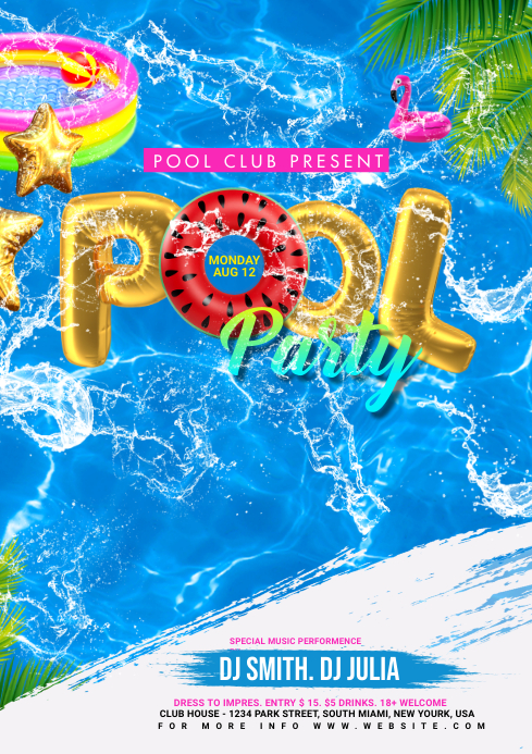 Summer Pool Party Template Postermywall