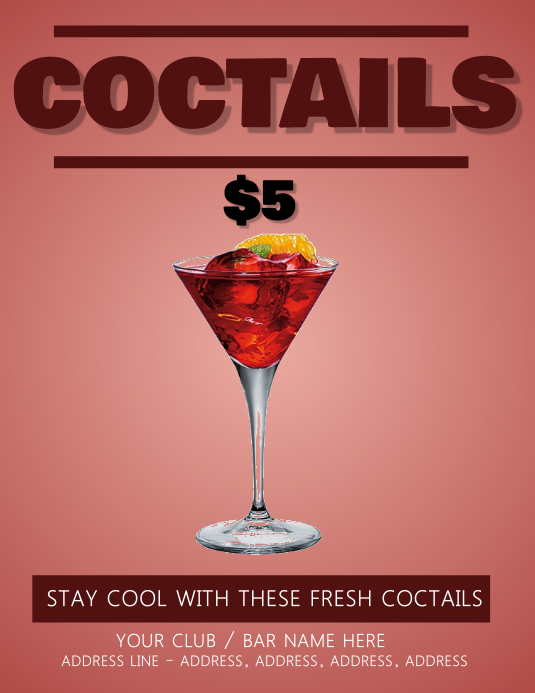 Cocktail Flyer Template Postermywall