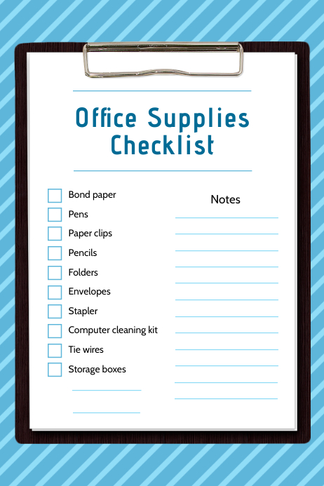 Office Supplies Checklist Printable