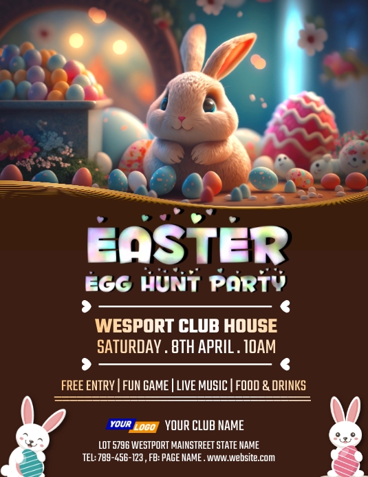 Cute Easter Egg Hunt Party Flyer Postermywall