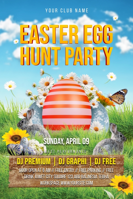 Easter Egg Hunt Party Flyer Template Postermywall