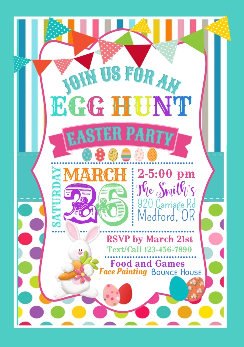 Blue Invitation Easter Egg Hunt Flyer Template Postermywall