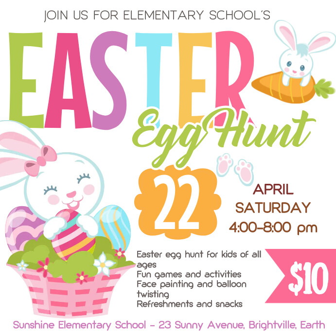 Editable Easter Egg Hunt Invitation Template Postermywall