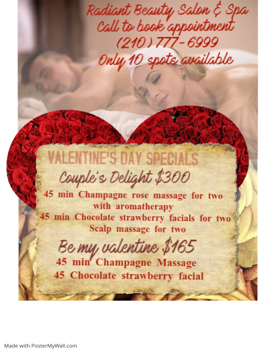 Copy Of Valentines Day Couples Massage Spa Special Flyer Ad Postermywall