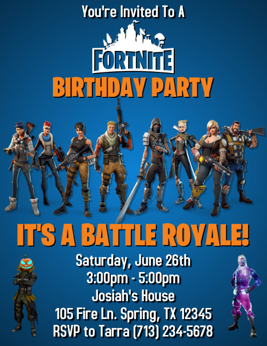 Fortnite Birthday Party Invitation Template Tutoreorg Master Of