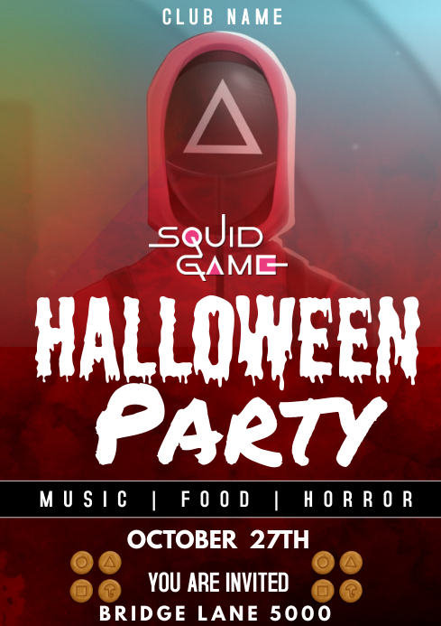 Red Squid Game Halloween Party Flyer Template Postermywall