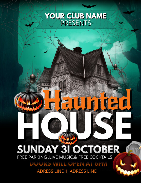 Haunted House Eventhalloweenspooky Template Postermywall