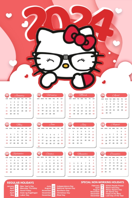 2024 Calendar Hello Kitty Vivie Jocelyne