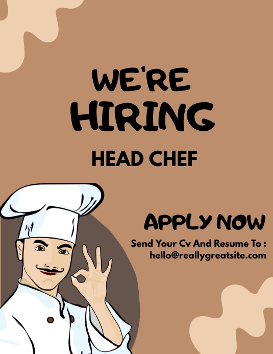 Copy Of Hiring Head Chef Restaurant Cook Template Postermywall