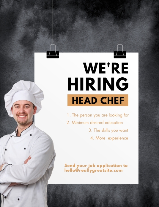 Copy Of Hiring Head Chef Restaurant Cook Template Postermywall