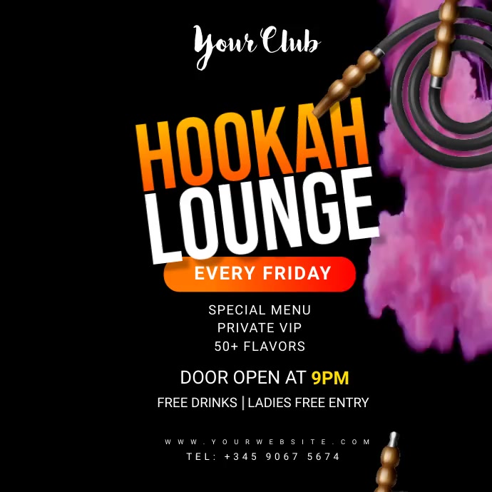 Hookah Party Flyer Template Postermywall