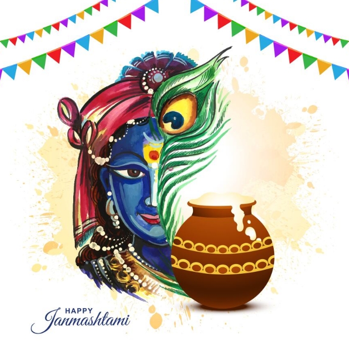 Lord Krishna Dahi Handi In Happy Janmashtami Template Postermywall