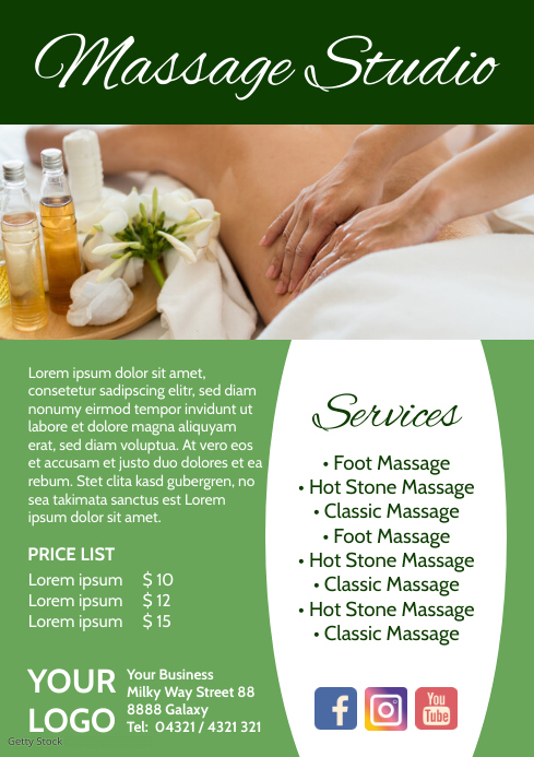 Copy Of Massage Studio Beauty And Health Studio Flyer Postermywall