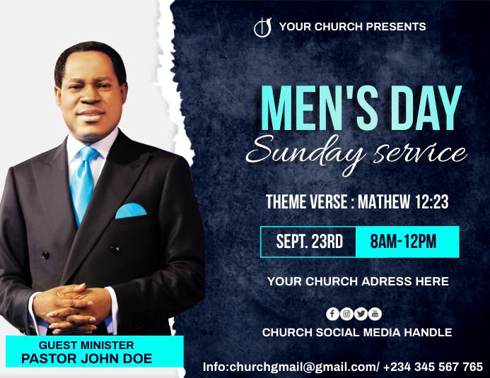 Mens Day Sunday Service Template Postermywall