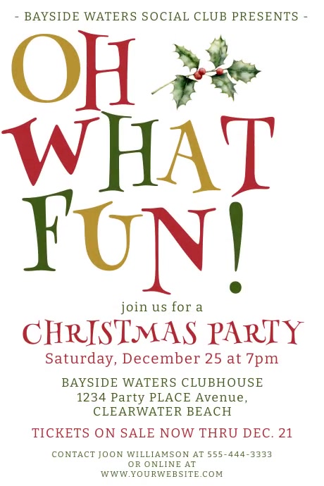 Oh What Fun Christmas Party Invitation Poster Template Postermywall