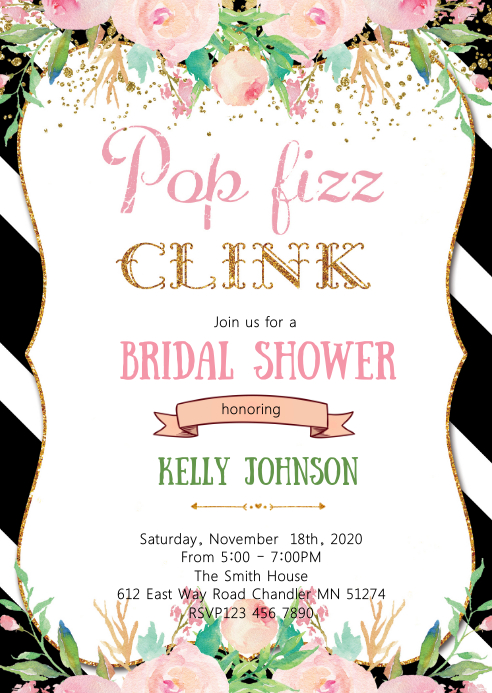 Pop Fizz Clink Bridal Shower Invitation Template Postermywall