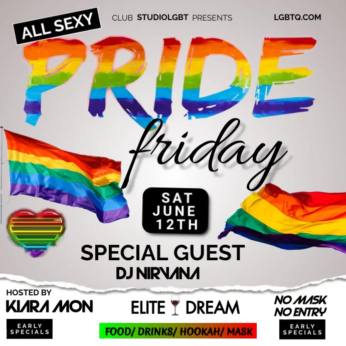 Pride Month Flyer Lgbt Party Template Postermywall