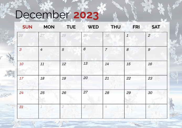 Printable Calendar Template 2023 December Postermywall