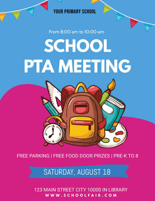 Pta School Drive Meeting Flyer Template Postermywall