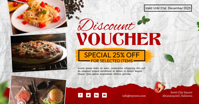 Restaurant Discount Voucher Design Template Postermywall