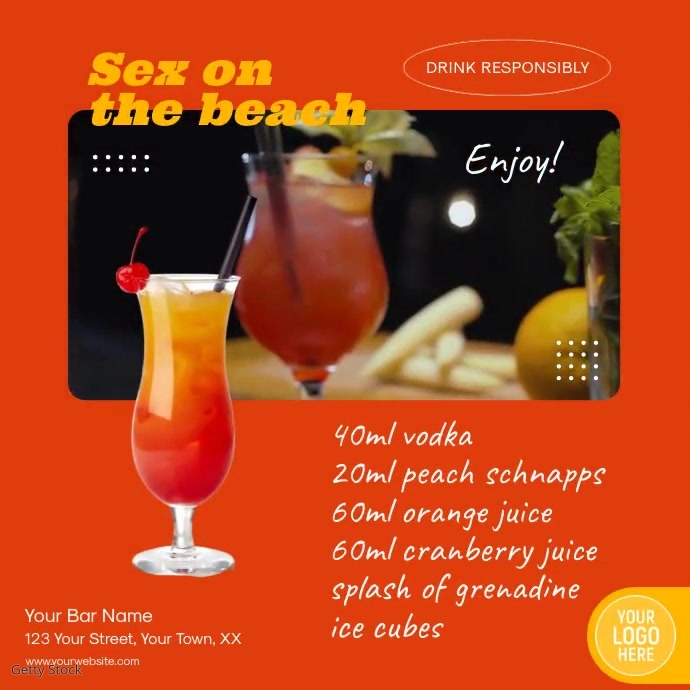 Copia De Sex On The Beach Drink Recipe Video Ad Postermywall