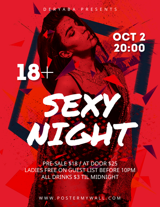 Sexy Night Party Event Flyer Red Template Postermywall