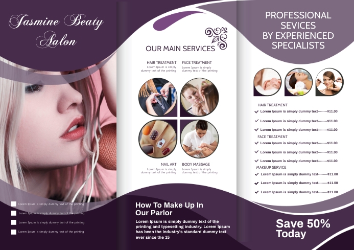 Copy Of Tri Fold Beauty Salon Brochure Postermywall