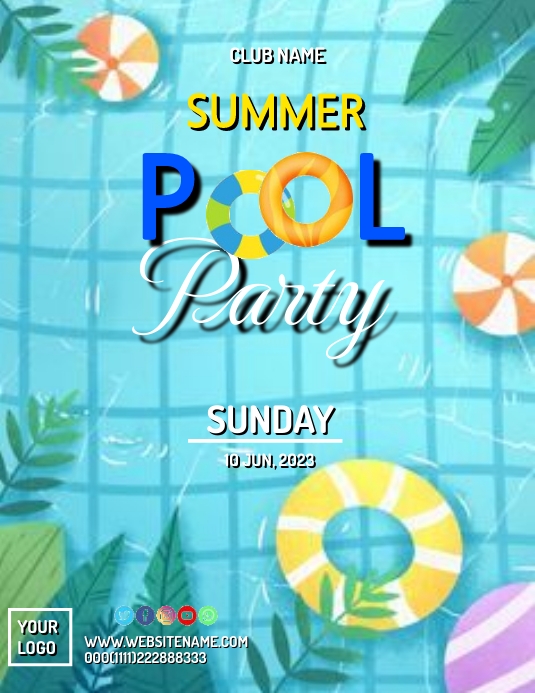 Summer Pool Party Template Postermywall