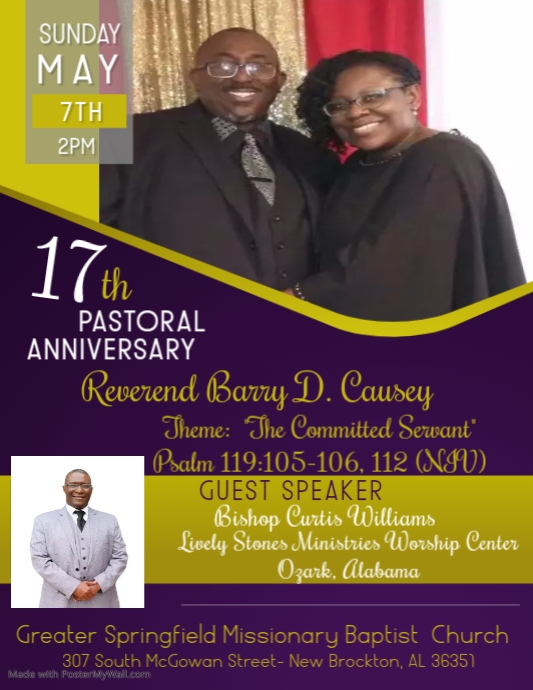 Pastoral Anniversary Celebration Flyer Postermywall