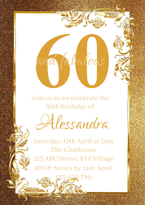 60th Birthday Invitation Template Postermywall