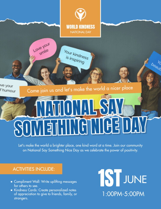 National Say Something Nice Day Flyer Template Postermywall