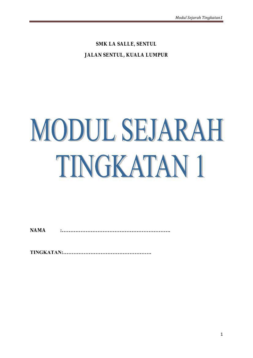 Latihan Sejarah Tingkatan 1 Malaysian Today