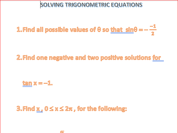 Solving Trigonometric Equations Teaching Resources