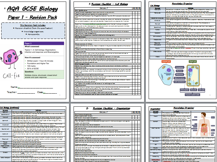 Aqa Gcse Biology Paper 1 Revision Exam Questions Mark Schemes