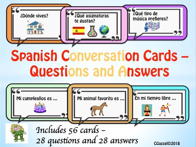 Spanish Conversation Cards Questions And Answers Teaching Resources