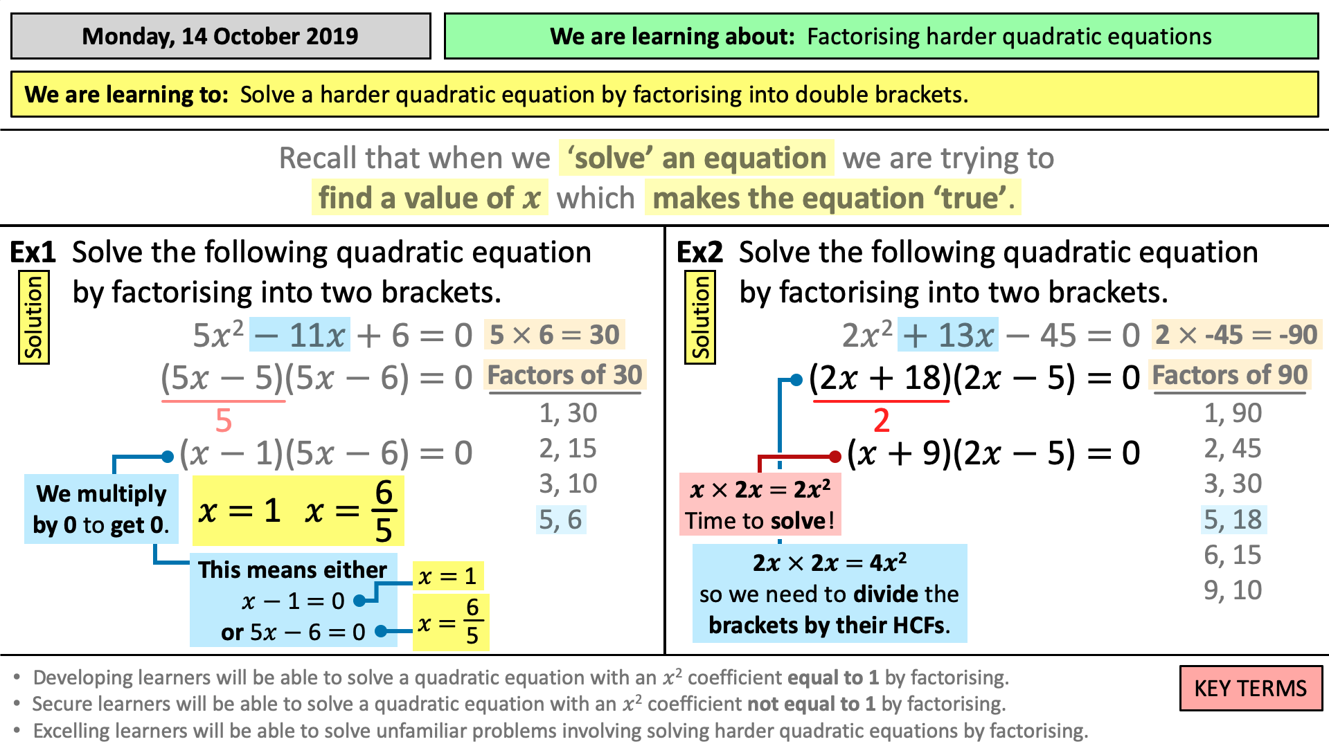 Solving Quadratic Equations Collection Bundle Teaching Resources