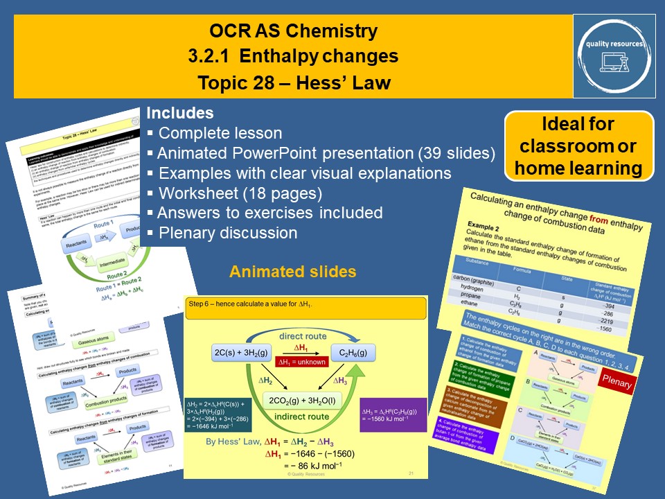 Hess Law Ocr As Chemistry Teaching Resources