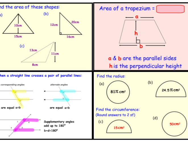 Gcse Geometry Area Perimeter Volume Angles And Pythagoras Revision