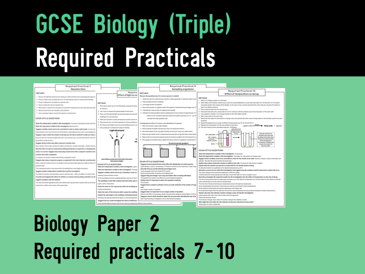 Gcse Aqa Biology Triple Required Practical Revision Sheets Teaching