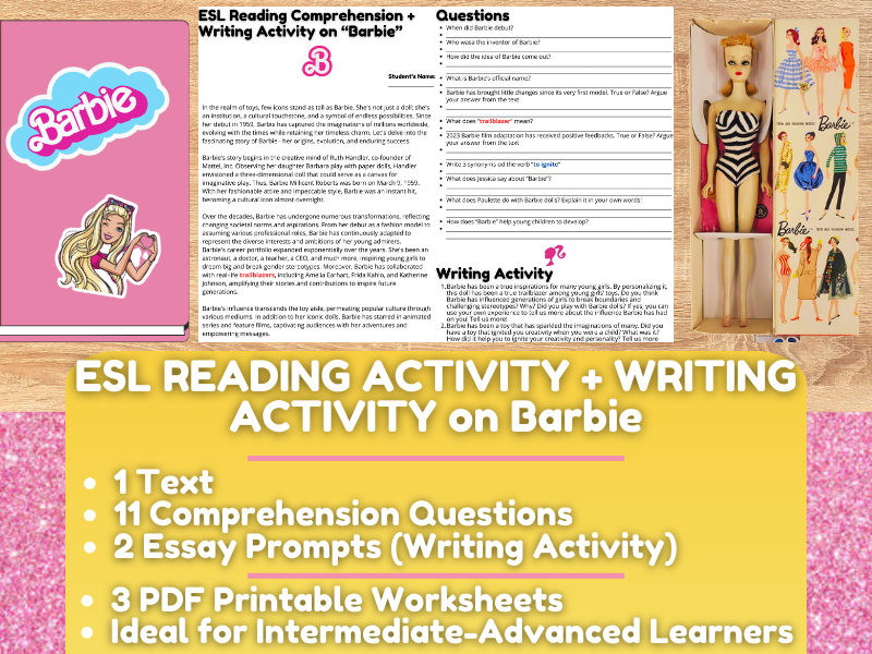 Esl Reading Comprehension Writing Activity Worksheets On Barbie