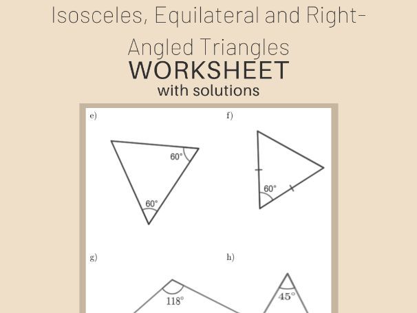 Isosceles Equilateral And Right Angled Triangles Worksheet With