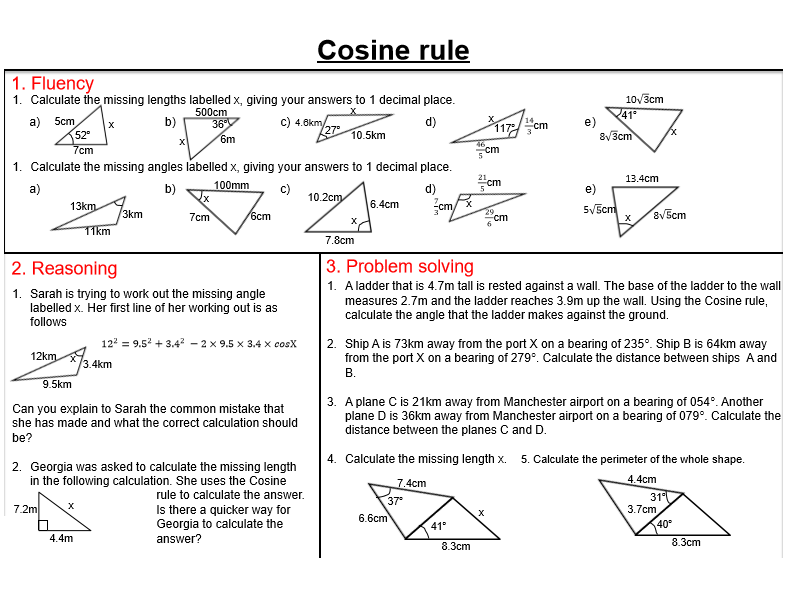 Trigonometry Mastery Worksheets Teaching Resources