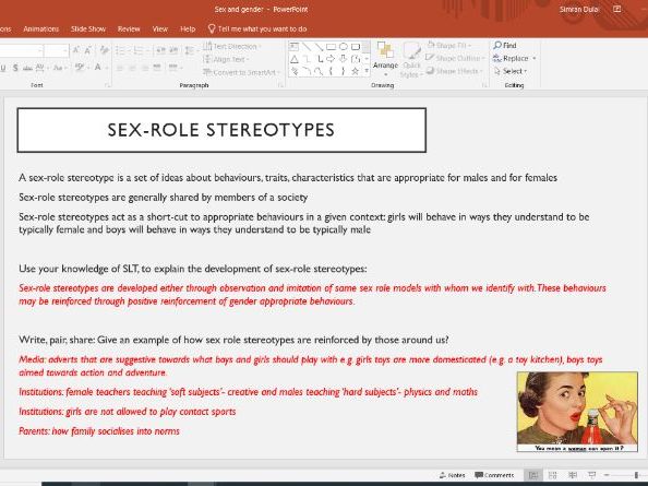 Aqa A Level Psychology Gender Sex And Gender Teaching Resources