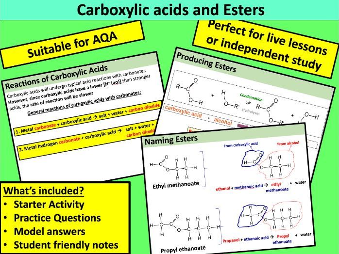 Carboxylic Acids And Esters Teaching Resources