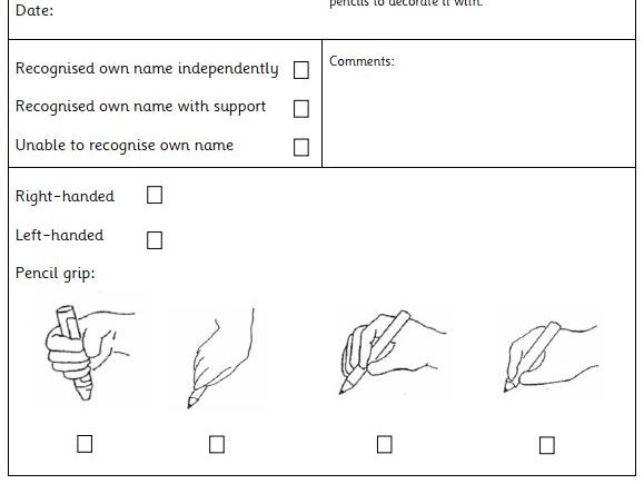 Eyfs Pencil Grip Assessment And Name Recognition Editable Observation