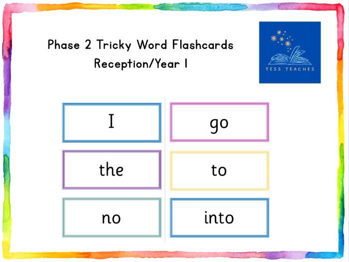 Phase 2 Tricky Word Flashcards Teaching Resources